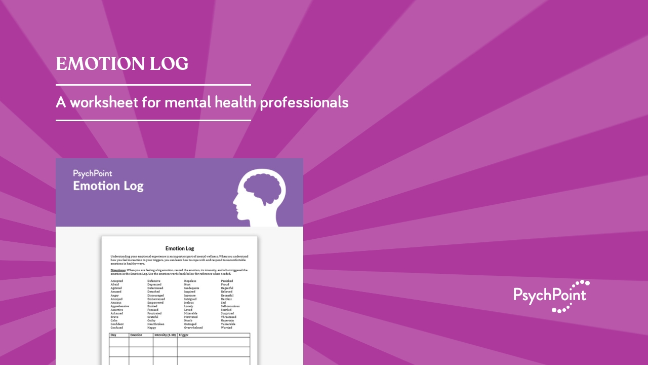 Emotion Log Worksheet | PsychPoint