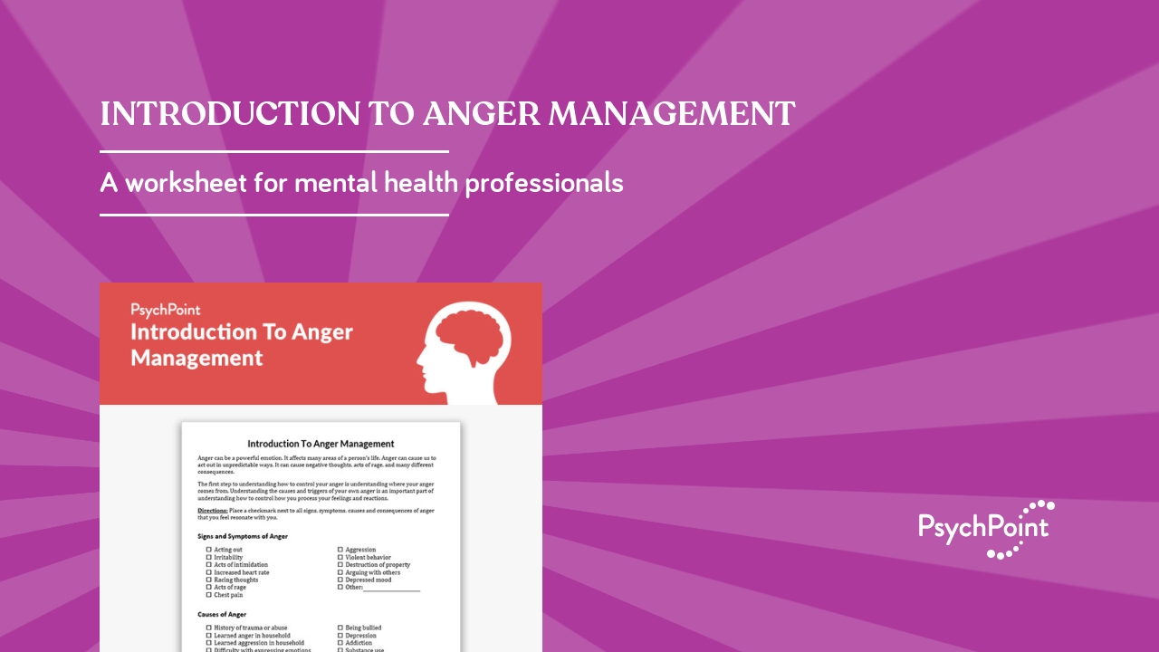 Introduction To Anger Management Worksheet | PsychPoint