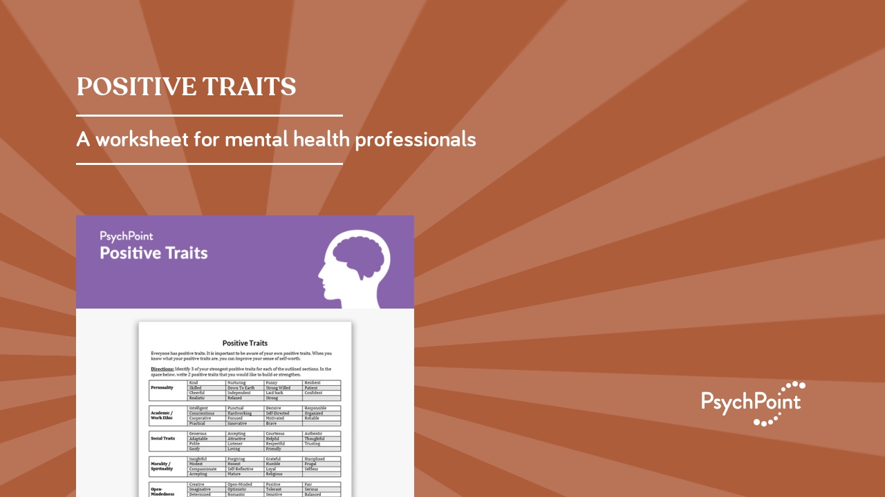 Positive Traits Worksheet | PsychPoint