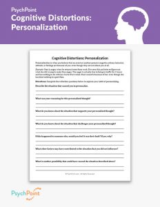 Cognitive Distortions: Personalization Worksheet | PsychPoint