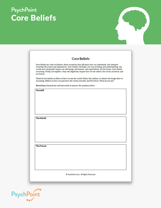 Identifying Core Beliefs Worksheets Identifying Core Beliefs Worksheets