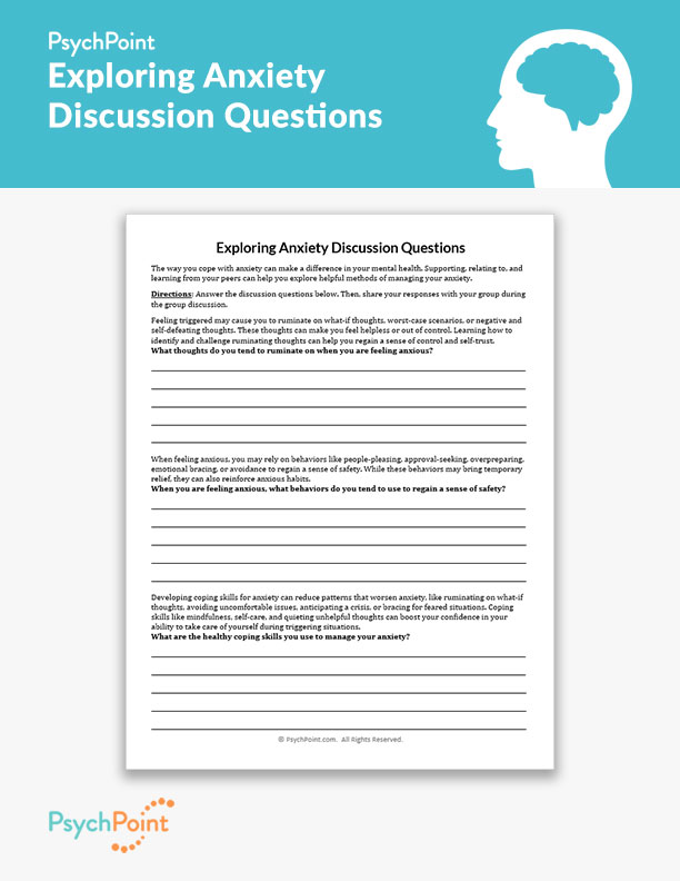 Exploring Anxiety Discussion Questions Worksheet | PsychPoint