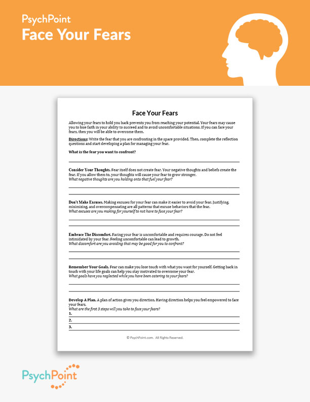 Face Your Fears Worksheet | PsychPoint Face Your Fears Worksheet | PsychPoint