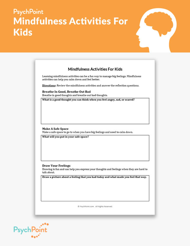 Mindfulness Activities For Kids Worksheet | PsychPoint