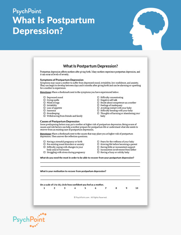 What Is Postpartum Depression Worksheet PsychPoint
